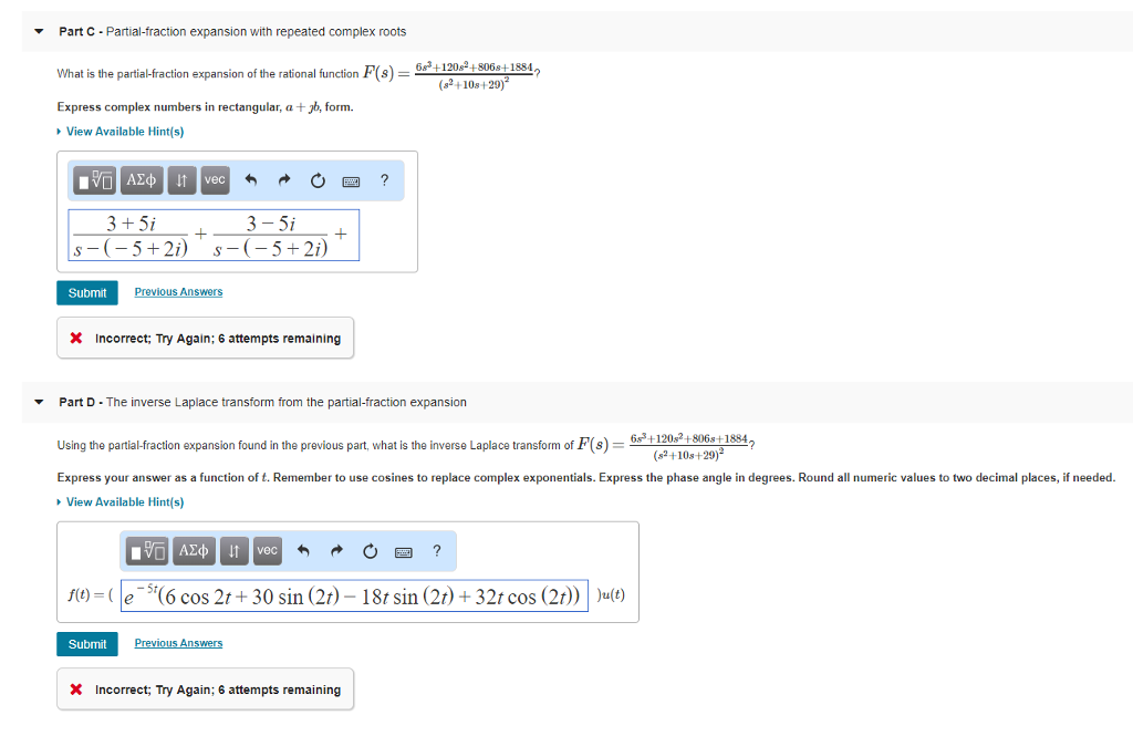Solved Part C Partial-fraction expansion with repeated | Chegg.com