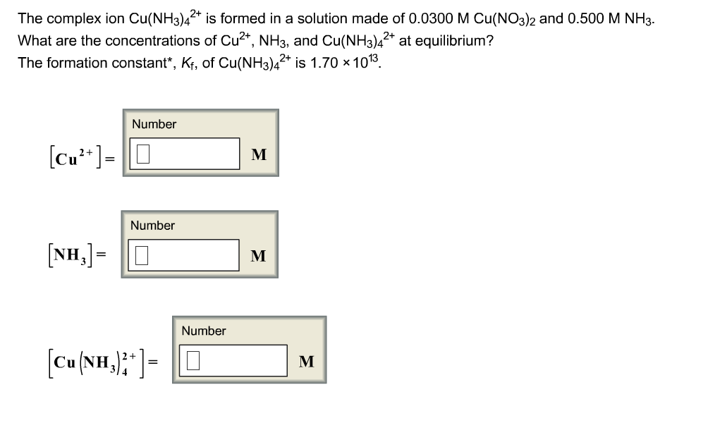 Solved The complex ion Cu(NH3)42 is formed in a solution | Chegg.com