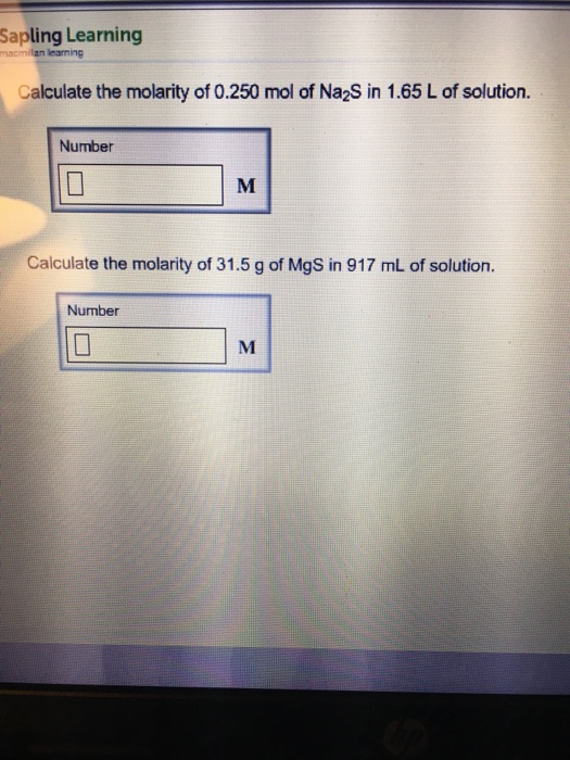 Solved Calculate the molarity of 0.250 mol of Na_2S in 1.65 | Chegg.com