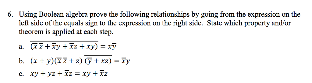 Solved Using Boolean algebra prove the following | Chegg.com