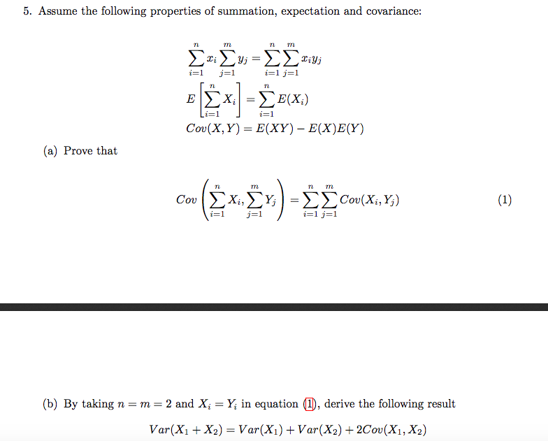 Solved Assume the following properties of summation, | Chegg.com