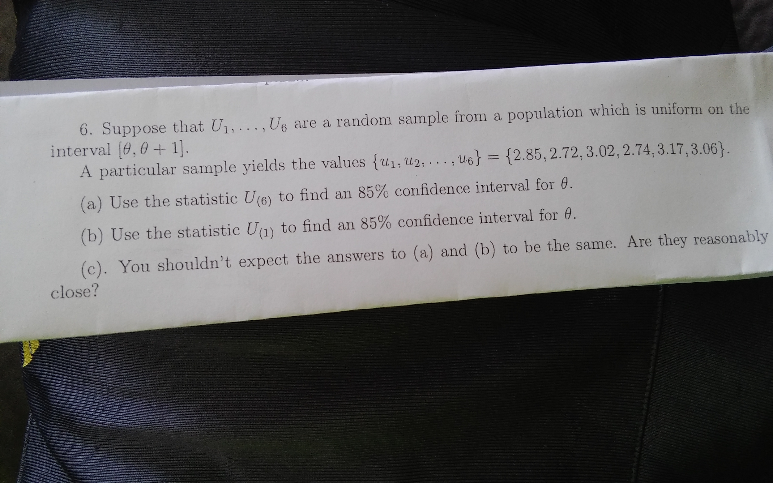 the U subscripts are from 1 to 6. And on part a, the | Chegg.com