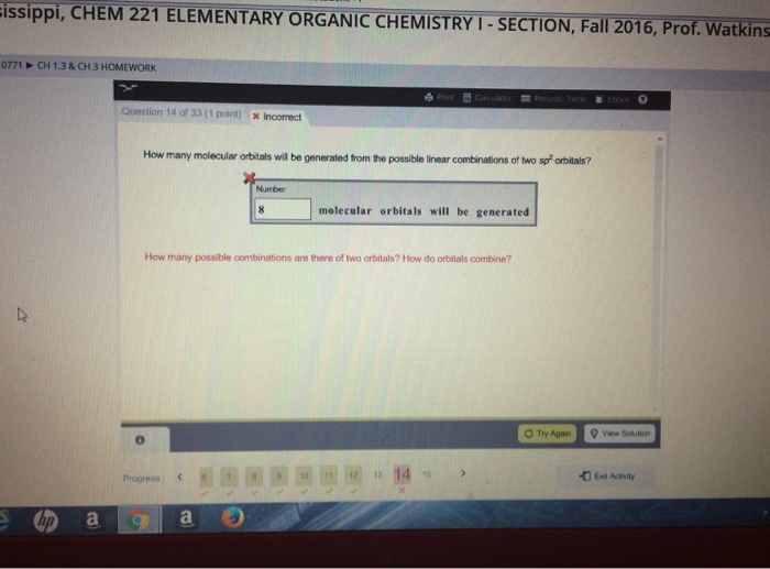 Solved How Many Molecular Orbitals Will Be Generated From