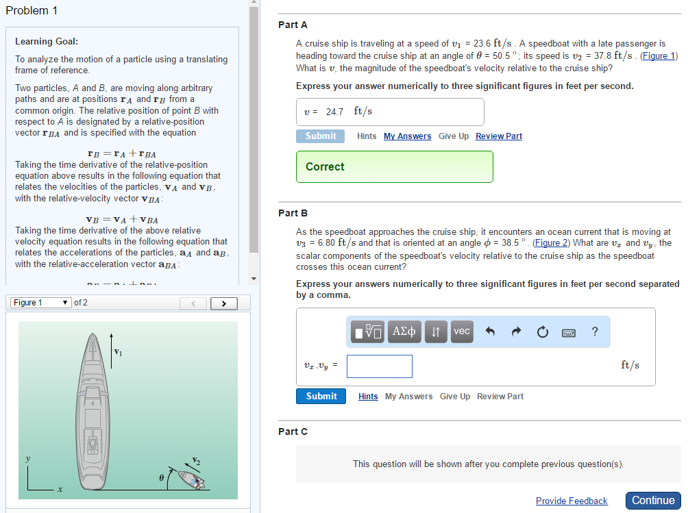 Solved Part B As the speedboat approaches the cruise ship, | Chegg.com