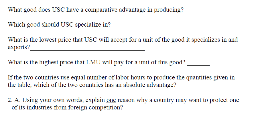 Solved Exercise on Gains from Specialization and Trade | Chegg.com