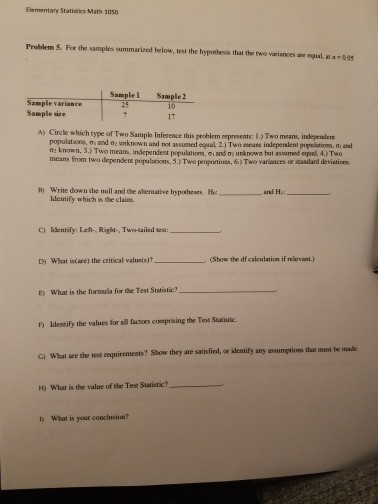 Solved Elementary statistics Math 1aso Problem 5. For the | Chegg.com