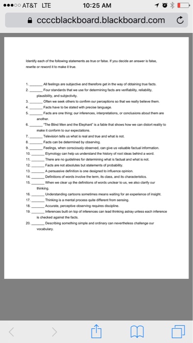 Solved AT&T LTE 10:25 AM ccccblackboard.blackboard.com C | Chegg.com