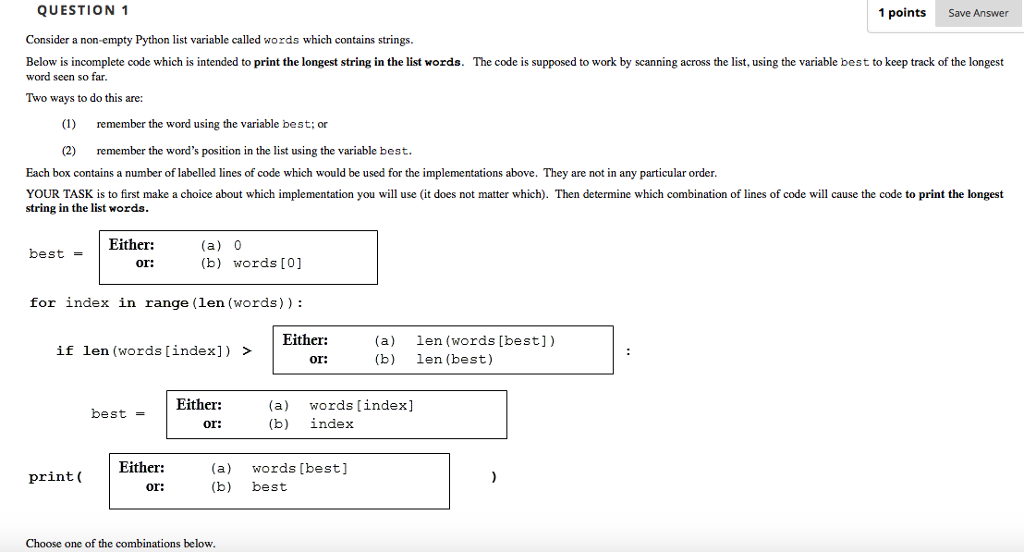 Solved QUESTION 1 1 points Save Answer Consider a non-empty | Chegg.com