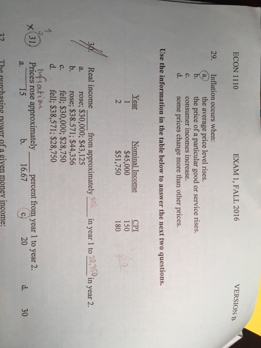Solved Inflation occurs when: a. the average price level | Chegg.com