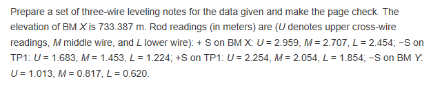 Solved Prepare a set of three-wire leveling notes for the | Chegg.com