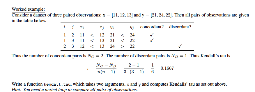 Solved 5. Kendall's tau is a measure of association for | Chegg.com