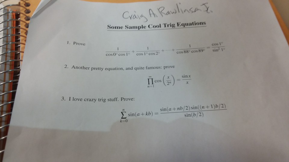 Solved Yay Some Sample Cool Trig Equations 1. Prove cos 1 | Chegg.com