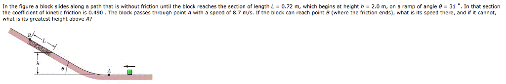 Solved In the figure a block slides along a path that is | Chegg.com