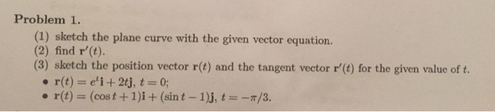 Solved sketch the plane curve with the given vector | Chegg.com