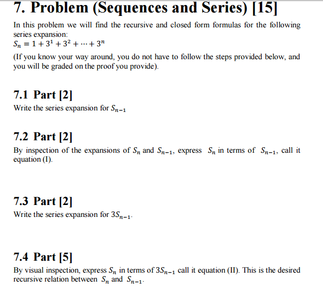 Solved In this problem we will find the recursive and closed | Chegg.com