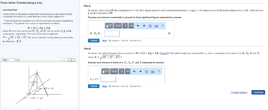 Force Vector Directed along a Line Learning Goal | Chegg.com