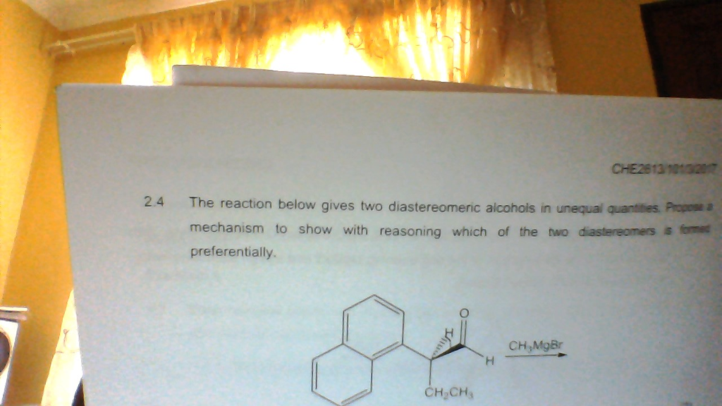 Solved The reaction below gives two diastereomeric alcohols | Chegg.com