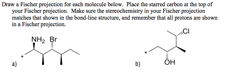 Solved Draw a Fischer projection for each molecule below. | Chegg.com
