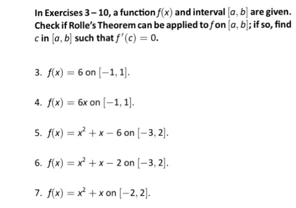 Solved In Exercises 3-10, a function f(x) and interval a, b) | Chegg.com