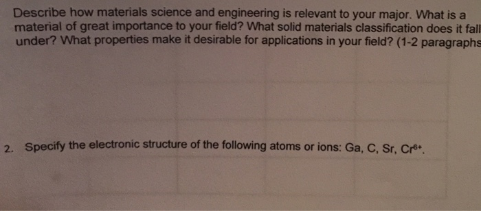 Solved Describe how materials science and engineering is | Chegg.com