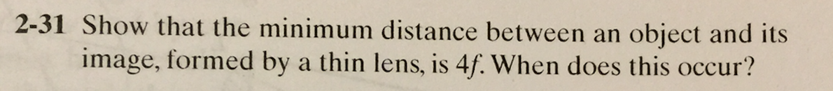 Solved Show that the minimum distance between an object and | Chegg.com