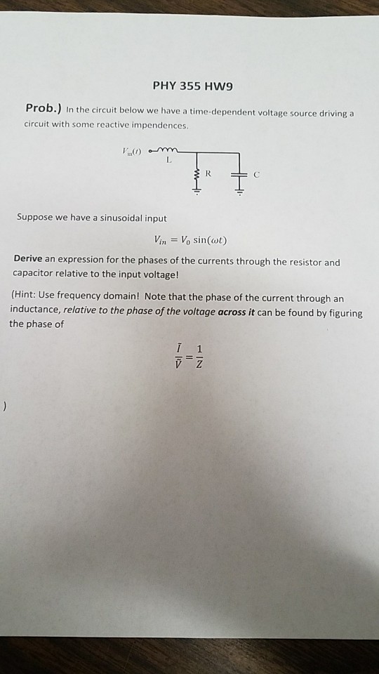 Solved PHY 355 HW9 Prob.) In the circuit below we have a | Chegg.com