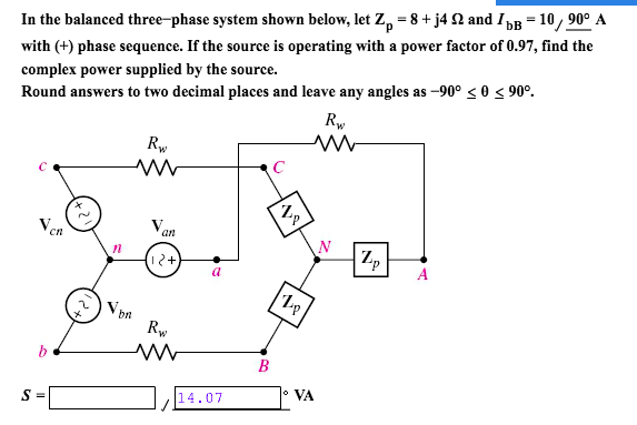 Solved In the balanced three-phase system shown below, let Z | Chegg.com