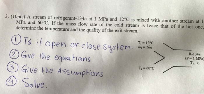 Solved A stream of refrigerant - 134a at 1 Mpa and 12 degree | Chegg.com