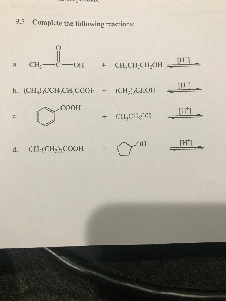 Solved 9.3 Complete the following reactions: a. CH 3 COH [H | Chegg.com