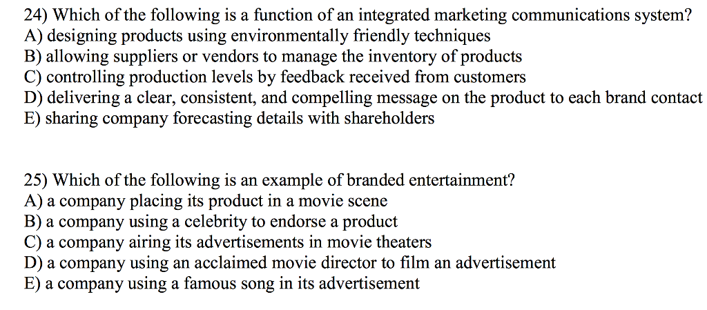 Solved 24) Which of the following is a function of an | Chegg.com