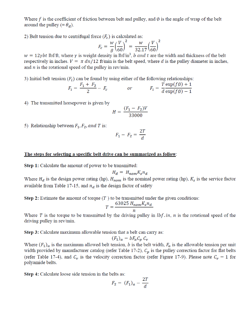 Problem 5: Design of Flat-belt Drives The figure | Chegg.com