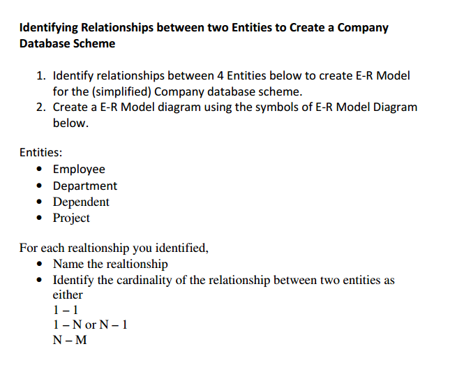 Solved Identifying Relationships between two Entities to | Chegg.com Solved Identifying Relationships between two Entities to | Chegg.com