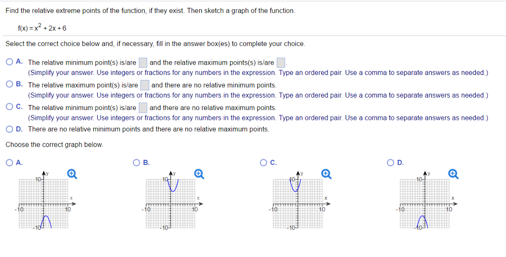 Solved Find the relative extreme points of the function, if | Chegg.com