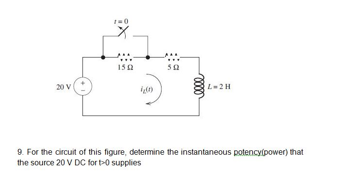 Solved 9. For the circuit of this figure, determine the | Chegg.com