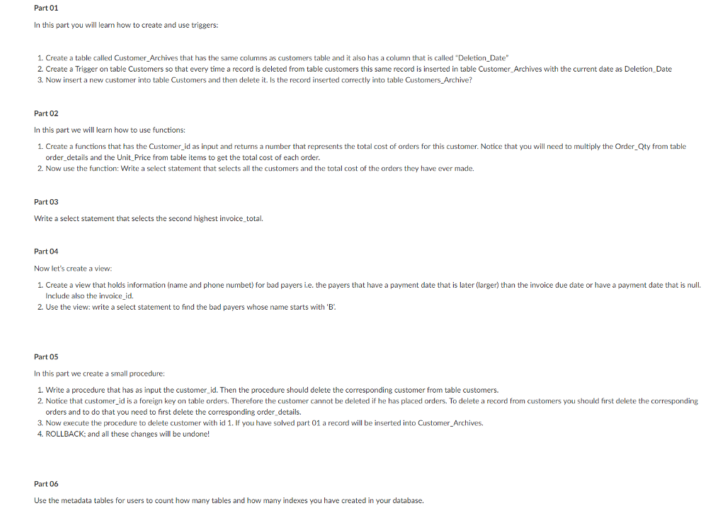 Solved Part 01 In this part you will learn how to create and | Chegg.com