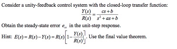 Solved Consider a unity-feedback control system with the | Chegg.com