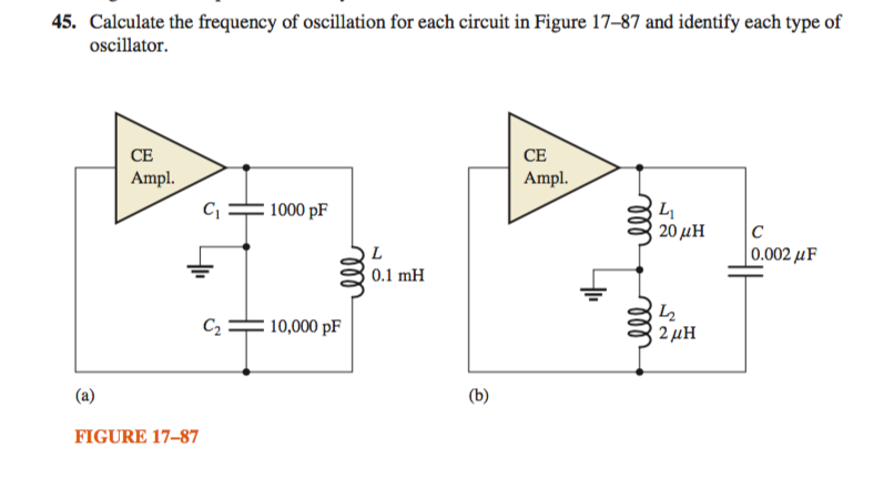 Solved 45. Calculate the frequency of oscillation for each | Chegg.com