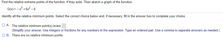 Solved Find the relative extreme points of the function, if | Chegg.com