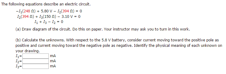 Solved The following equations describe an electric circuit. | Chegg.com