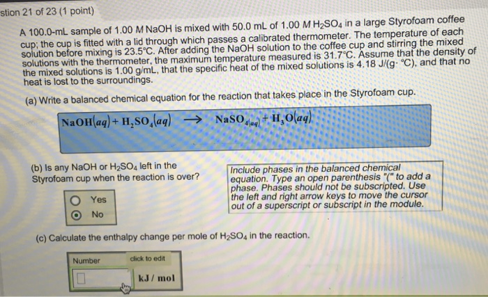 Solved a 100 ml sample of 1.00 M Naoh is mixed with 50.0 ml | Chegg.com