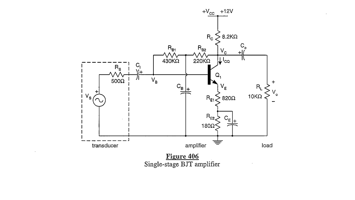 The schematic of a single-stage BJT amplifier is | Chegg.com