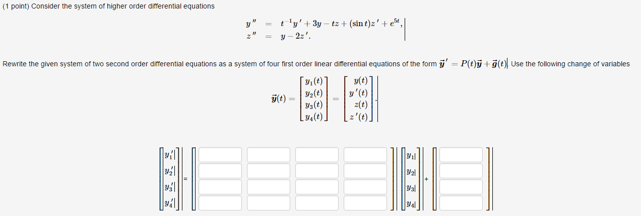 Consider the system of higher order differential | Chegg.com