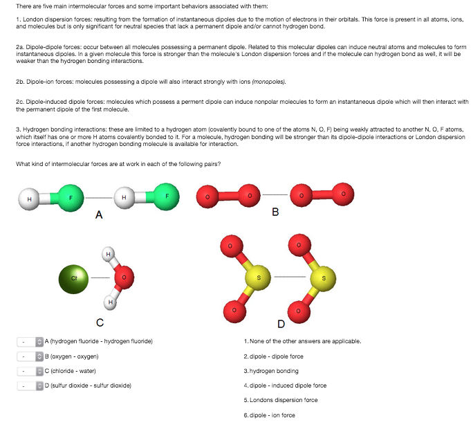 Solved There are five main intermolecular forces and some | Chegg.com