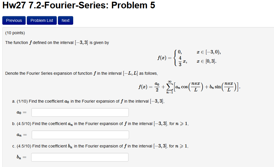 Solved Denote the Fourier Series expansion of function f in | Chegg.com