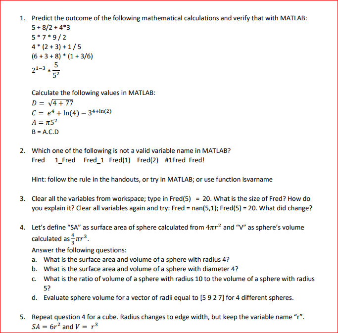 Solved Predict the outcome of the following mathematical | Chegg.com