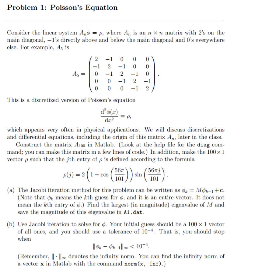 Solved Problem 1: Poisson's Equation Consider the linear | Chegg.com