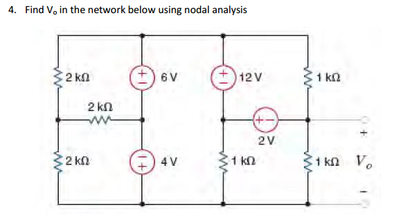 Solved Find V in the network below using nodal analysis | Chegg.com