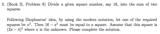Solved Divide a given square number, say 16, into the sum of | Chegg.com