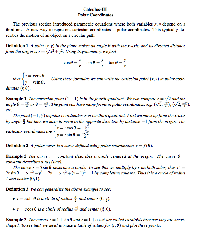 Solved Calculus-III Polar Coordinates The previous section | Chegg.com
