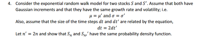 Solved 4. Consider the exponential random walk model for two | Chegg.com